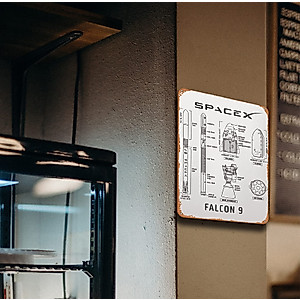 CharcasUS Metal Signs - SpaceX Falcon 9 Blueprint Poster Personalized Signs Wall Decor Great Gift For Space Fans 8 x 12 inch
