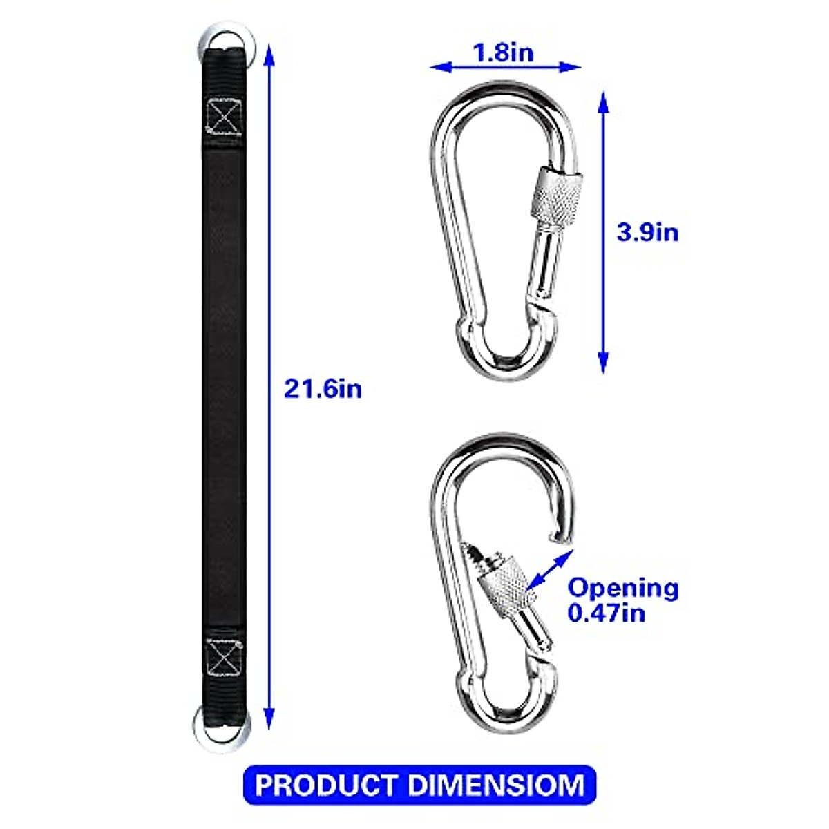 JMKIN Swing Tree Straps,Tree Swing Straps Hanging KKT,2pcs 19.68INCH Tree Straps with/ Safety Lock Snap Carabiner Hooks 2200lbs for Swing Hammocks Seat Pulley System Gym Equipment