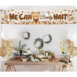 Bear Baby Shower Party Decorations We Can Bearly Wait Banner Neutral Bear Backdrop Gender Reveal Banner Porch Sign for Welcome Baby Party,Gender Neutral Bear Photo Props Supplies Indoor Outdoor