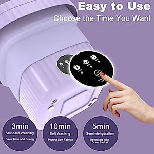 Portable Washing Machine, Mini Washing Machine, Foldable Washer With Spin Dryer, Small Collapsible Laundry for Travel, Apartment, Dorm, Camping, RV, Underwears, Socks, Baby Clothes, Purple