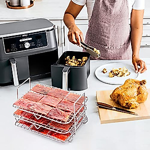 Air Fryer Rack for Ninja Foodi Dual XL Air Fryer, CODOGOY Multi-Layer Air Fryer Accessories Dehydrator Rack Compatible with Ninja Double Air Fryer Ninja Foodi DZ401 Ninja Dual Zone XL Air Fryer