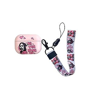ashlvz15520 Scream Ghost Air pod pro Case/ 2nd Generation - Ghost face Air pod pro 2nd Generation Case Cover - Horror Funny Cool Case for Air Pod pro(2019) /pro 2(2022) Keychain (NO You/pro2 Pink)