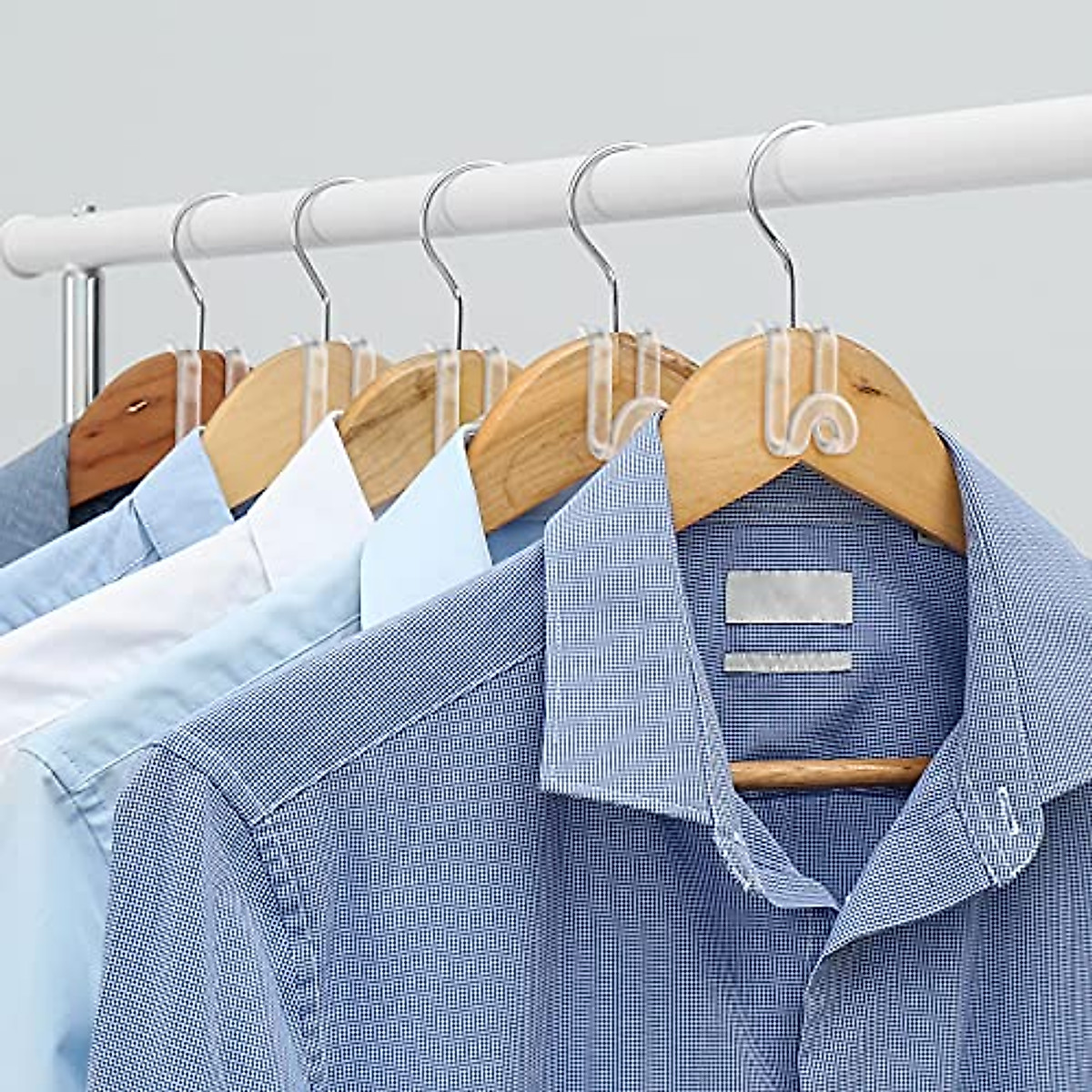 48 Pieces Clothes Hanger Connector Hooks Hanger Extender Clips Clothes Hanger Hooks Hanger Extenders for Closet Space Saving Cascading Hanger Velvet Huggable Hangers Accessory (Clear)