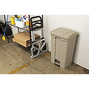 Safco Products Plastic Step-On Trash Can 9922TN; Tan; Hands-Free Disposal; 17-Gallon Capacity