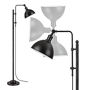 EDISHINE Industrial Floor Lamp, Adjustable Height & Head with Rotary Switch, Rustic Reading Lamp in Aged Black Finish, 65IN Farmhouse Standing Tall Metal Lamp for Living Room, Bedroom, Office