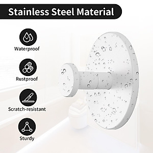 TONLEA 2 Pack Coat Hooks, Adhesive Hooks Wall Mounted, Heavy Duty Metal Wall Hooks for Hanging Coat, Scarf, Hat, Bag, Key, Towel (White)