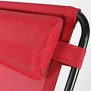 Sunnydaze Outdoor Zero Gravity Lounge Chairs with Pillow and Cup Holder Folding Patio Lawn Recliner Set of 2 Red