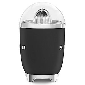 SMEG 50's Retro Style Citrus Juicer with Drip Free Spout, Automatic Activation, and Efficient Straining, Black