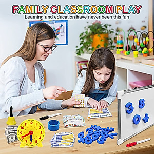 Alritz Pretend Play Teacher Set Classroom Learning Education Includes Reusable White Board Bell Clock and More, Be Teacher Student, for Boys Girls 5 6 7 8 9 10 11 12 Years Old