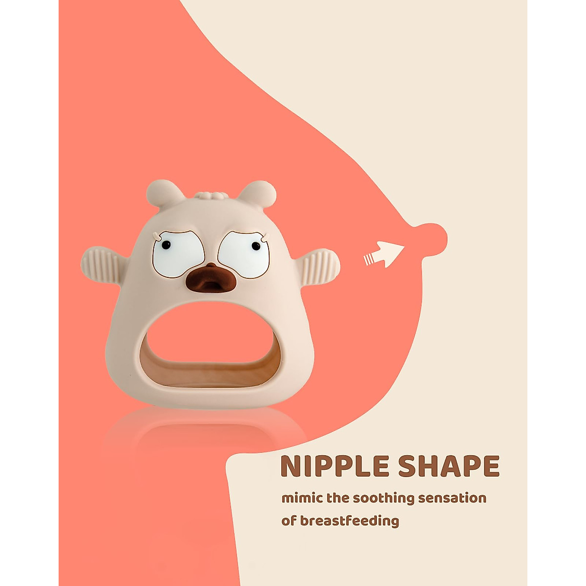 Baby Teething Toy Silicone Teething Mitten for Babies Over 3 Months Anti Dropping Wrist Hand Teethers Baby Chew Toys for Sucking Needs, BPA Free (Caramel)