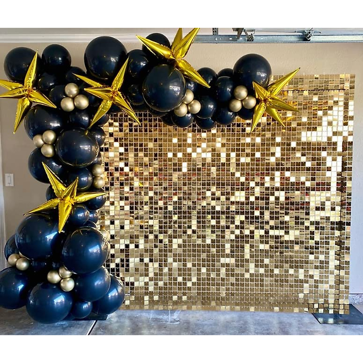 Light Gold Shimmer Wall Backdrop- 24 pcs Decorations Panel Glitter Bling Photo Background Backdrop for Birthday Decorations,Wedding & Engagement, Anniversary Décor(Champagne)