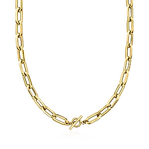 Ross-Simons Italian 14kt Yellow Gold Paper Clip Link Toggle Necklace. 16 inches