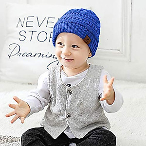 Century Star Baby Beanies for Boys Girls Knit Baby Winter Hats Soft Warm Infant Toddler Beanie Caps Cute Chunky Baby Hat 006Pcs Navy&Beige&Dark Grey&Blue&Light Grey&Black One Size