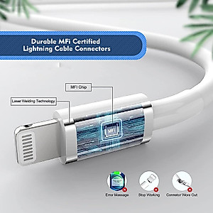 Long Apple iPhone Fast Charger [Apple MFi Certified] 2Pack PD Type C Wall Charger Fast Charging Apple Adapter 6.6FT USB-C to Lightning Cable Apple Chargers for iPhone 14/13/12/Pro/Max/11/XR/8/SE/iPad