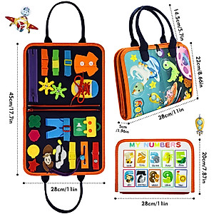 Waligoy Busy Board, Toddlers Montessori Toys for 2 Year Old, Sensory Activity Educational Board for Fine Motor Skills Quiet Book Travel Toys for Airplane Car,Gifts for 1 2 3 4 Age Boys Girls