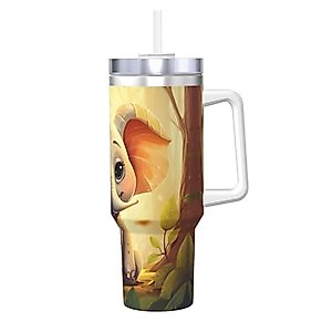 HULIBIN Cute Elephant Print Double Deck Stainless Steel Travel Coffee Cup With Lid 40 Oz Ice Bully Cup