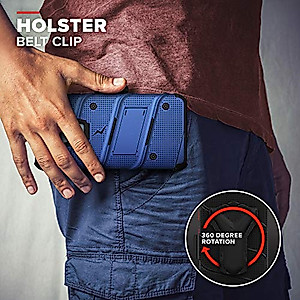 ZIZO Bolt Series for LG K51 / LG Reflect Case with Screen Protector Kickstand Holster Lanyard - Blue & Black