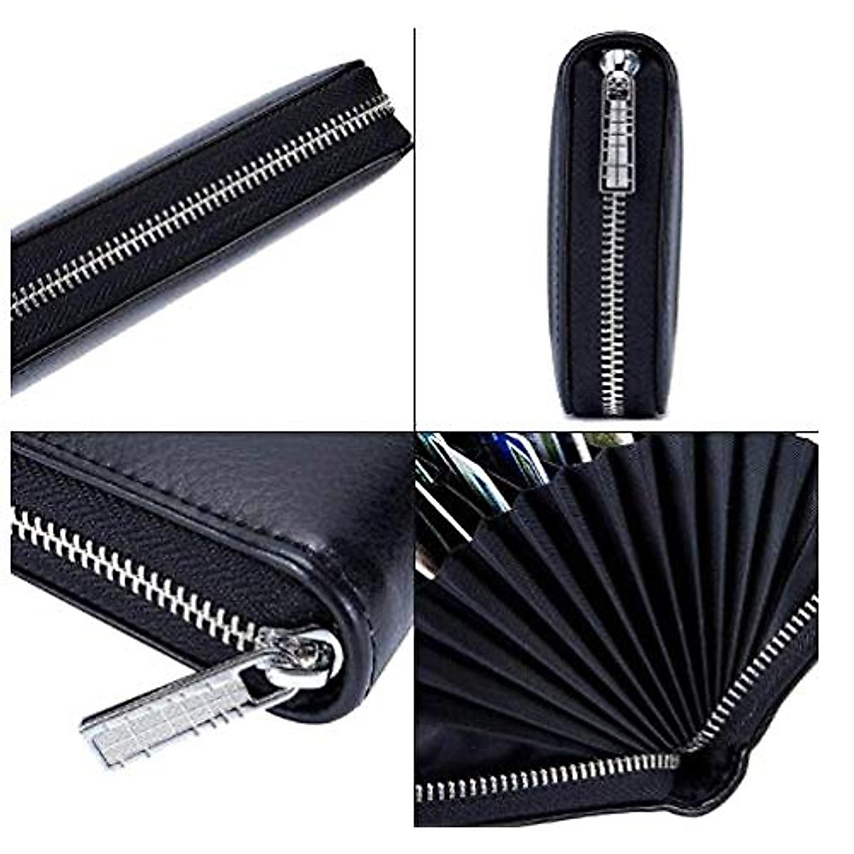 HMBON Leather Organ Card Long Wallet RFID Blocking Multi-card Multi-function Men And Women Large-capacity Business Card Package (Coffee)