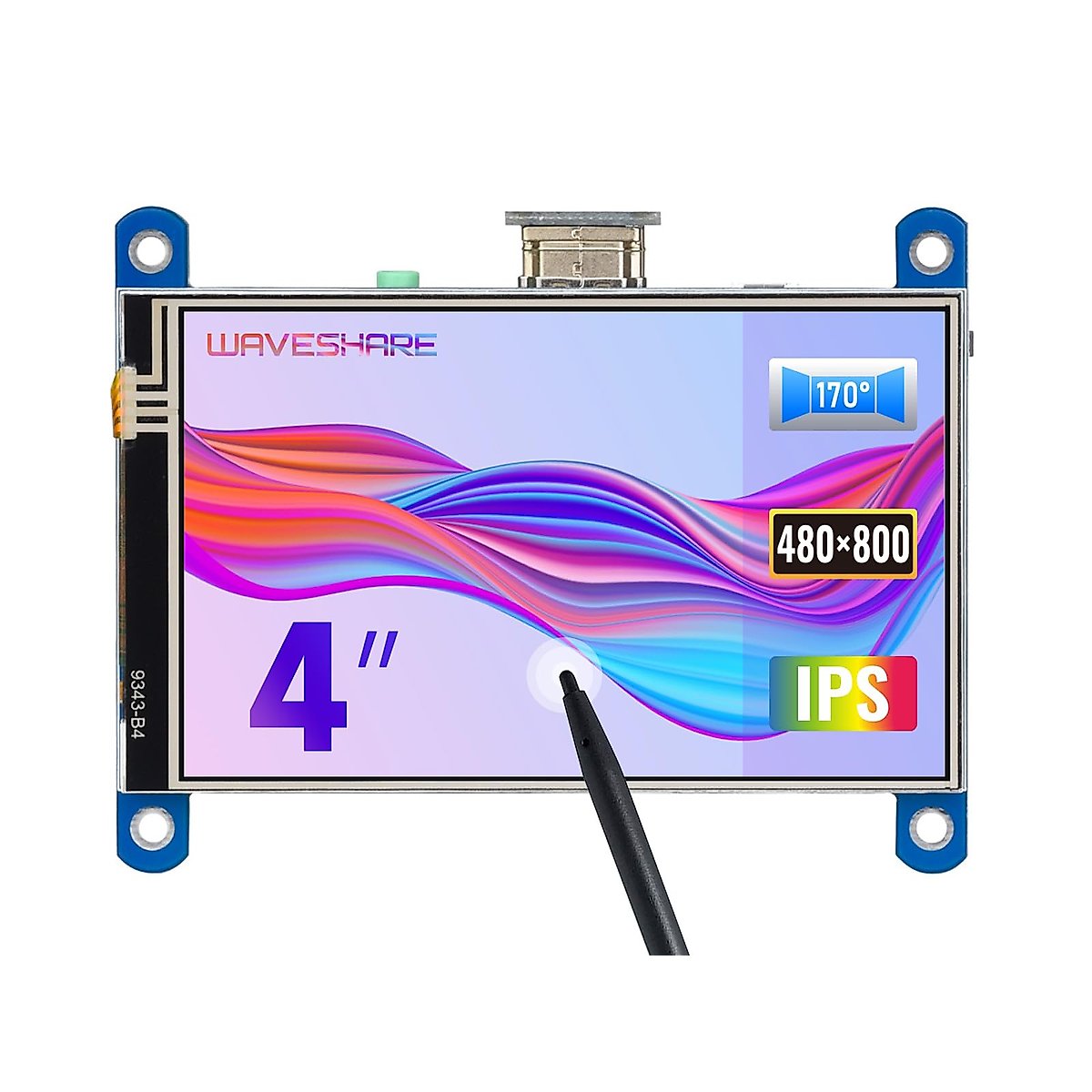 waveshare 4inch Resistive Touch Screen LCD Compatible with Raspberry Pi 4B/3B+/3A+/2B/B+/A+/Zero/Zero W/WH/Zero 2W CM3+/4 480×800 Resolution HDMI IPS Supports Windows