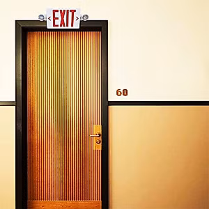 OSTEK Red LED Exit Sign with Emergency Lights，Two LED Adjustable Head Emergency Exit Lights with Battery Backup, Dual LED Lamp ABS Fire Resistance UL-Listed 120-277V