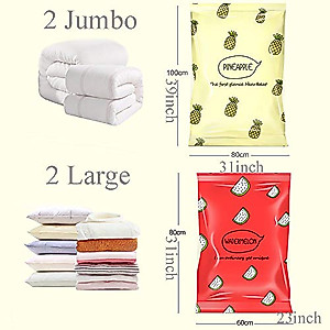 Vacuum Storage Bags - 4 Pack(2 x Large, 2 x Jumbo) Space Saver Bags with Pump