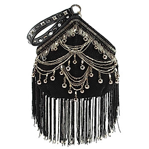 Mary Frances Swag Embellished Leather Wristlet Handbag, Black