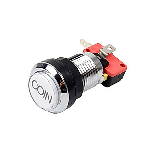 EG STARTS Arcade Buttons Chrome Silver Plated 5V / 12V LED Illuminated Push Button 1P / 2P Player Start Buttons / 2X Coin Buttons Compatible MAME/Jamma/Fighting Games/Arcade Video Games Kit Part