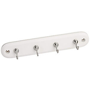 Spectrum, Modern Entryway Organizer & Wall Décor Diversified Four Key Rack, Wood Hooks, 4, White/Chrome
