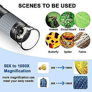 Bysameyee 4K WiFi Digital Microscope, 50-1000X USB Handheld Microscope Camera Magnifier, Phone Wireless Microscope Inspection Endoscope Compatible for iPhone Android Phone Windows Mac PC