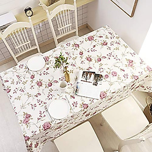 Heavy Duty Vinyl Tablecloth with Flannel Backing Waterproof Oil-Proof PVC Table Cloth Stain-Resistant Wipeable Rectangle or Square Table Cover for Indoor and Outdoor (Flowers, 60X84 Inch)