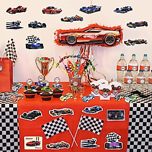 108PCS Race Car Party Favors Car Themed Birthday Party Goodie Bags Stuffers with Party Straw, Bubble Slap Bracelet,Race Cars,DIY Car Stickers,Pencil Caps Suitable Race Car Party