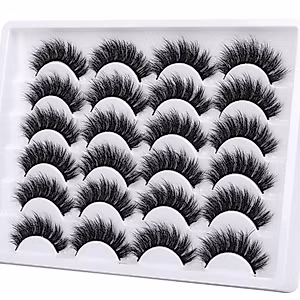 Newcally Eyelashes False Lashes Fluffy 18MM Long Faux Mink Eye Lashes Pack Dramatic Thick Volume Fake Eyelashes 12 Pairs Soft Reusable Lashes Multipack