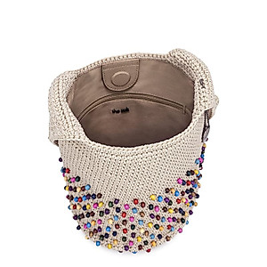 The Sak 121 Crossbody Bag in Crochet, Single Crossbody Strap, Ecru Multi Beads