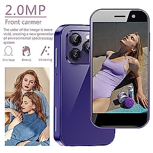 Hipipooo XS14Pro Mini 3G Smartphone 3.0 Inch Quad Core Dual Sim 2GB RAM 16GB ROM Sim 2600mAh Unlocked Card Android Small Mobile Phone Student Pocket Cellphone (Purple)