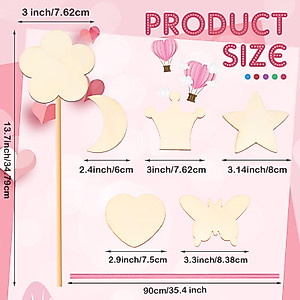 Princess Fairy Wands Kit Include Wooden Fairy Wands, Gem Stickers, Ribbons Unfinished Wooden DIY Magical Wand Crafts Moon Butterfly Magical Wand for Girls Make Your Own Princess Wand(18 Sets)