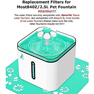 Bonve Pet 6-Pack Replacement Filters for Cat Fountain, Pet Water Fountain Filters, Activated Carbon Filters, Replacement Pet Water Dispenser Filter for Cat Dog Pets