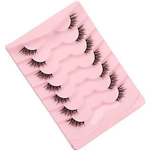 Gmagictobo False Eyelashes Fluffy Half Lashes Natural Look Cat Eye Lashes Pack False Lashes Extensions Fake Eyelashes 7 Pairs Multipack