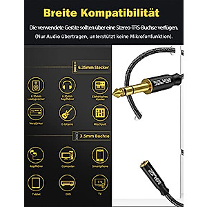 SOLMIMI Headphone Adapter 1/4 to 3.5 mm(11.5ft, 3.5 M), 1/4 to 1/8 Headphone Adapter for Keyboard Piano, Quarter Inch to Headphone Jack Adapter Compatible with Mixer Guitar Piano Amplifier Speaker