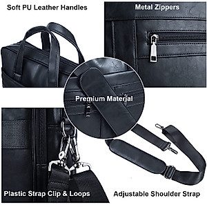 seyfocnia Men's Leather Messenger Bag, 15.6 Inches Laptop Briefcase Business Satchel Computer Handbag Shoulder Bag for Men-Black