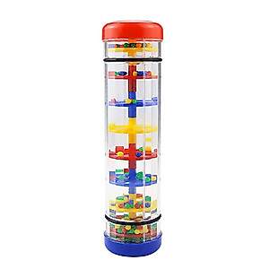 Rainmaker Baby Rain Stick Toys for Kids: 8 inch Rainstick Sensory Rattle Toys for Babies,Shaker Rainfall Tubes Musical Instrument -Red