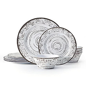 Pfaltzgraff Trellis 12 Piece Outdoor Melamine Dinnerware Set, Mulitcolored, Service for 4