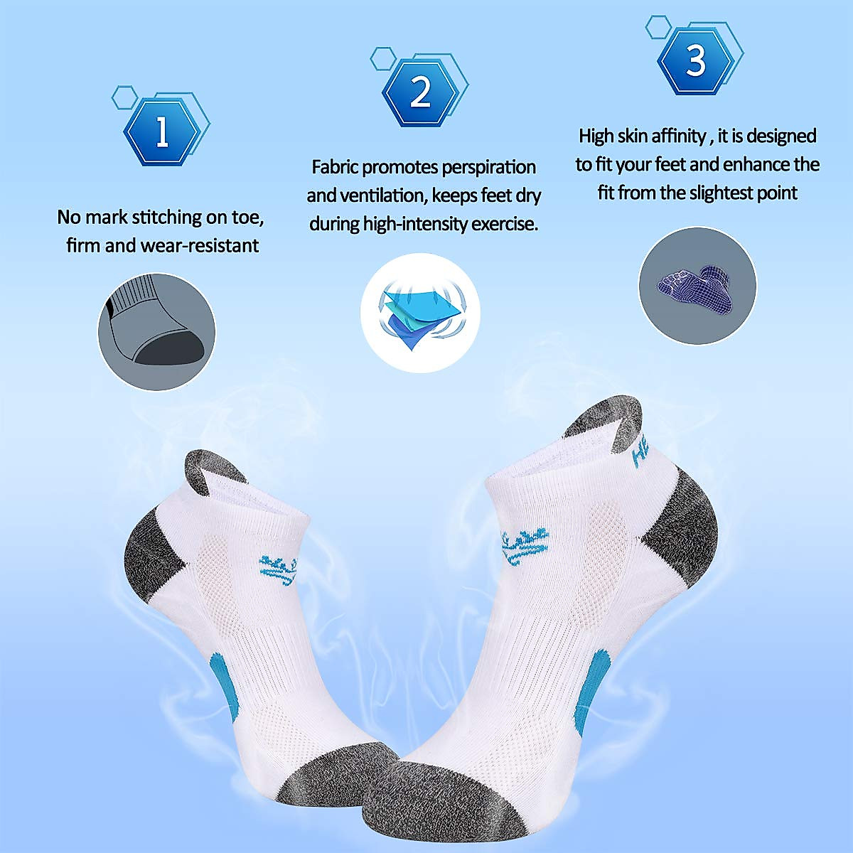 Heatuff Women's 12 Pairs Performance Athletic Ankle Socks Low Cut Cushioned Sock with Heel Tab