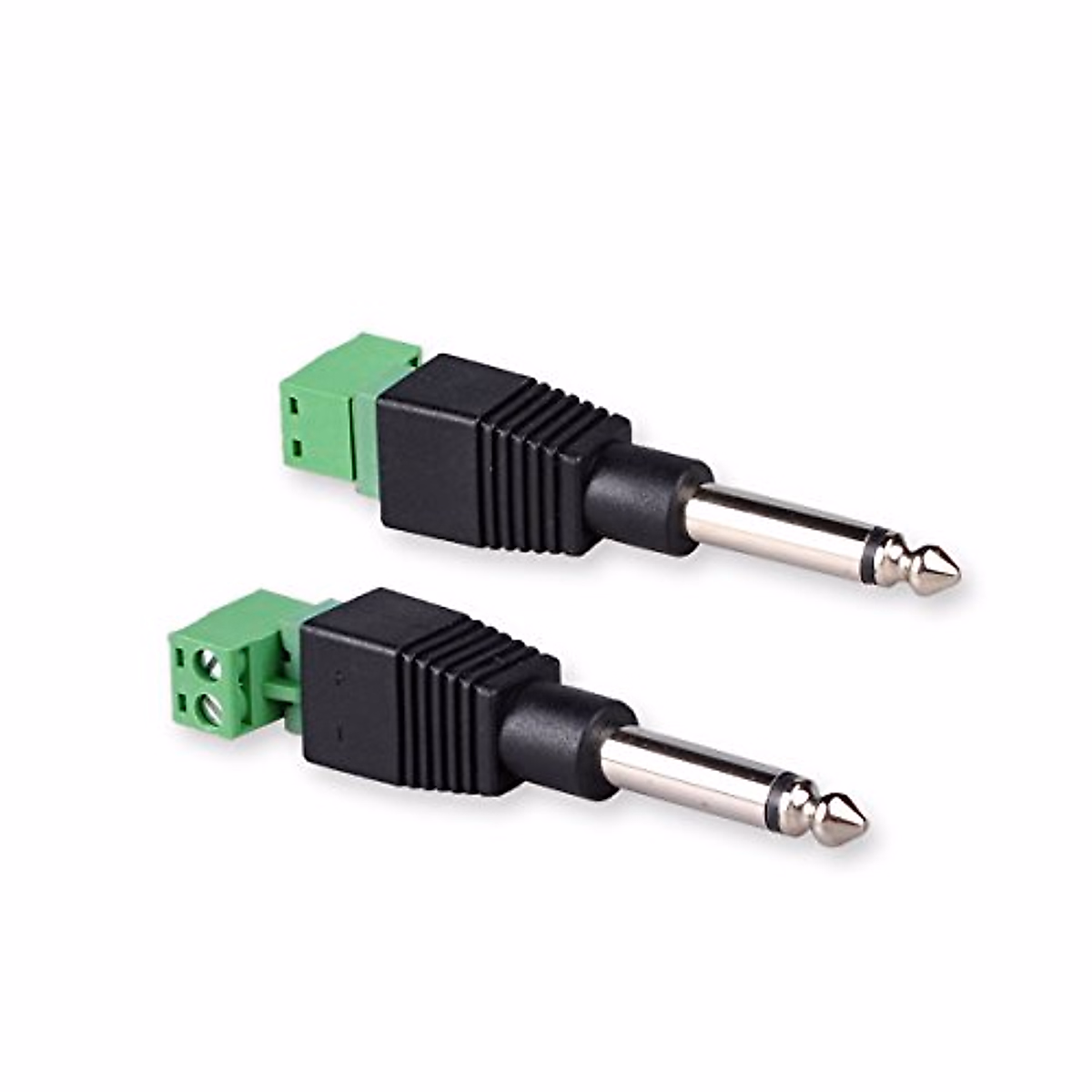 Conwork 6.35mm / 1/4" Audio Mono Male Plugs to 2 Screw Terminal Female Microphone/Speaker Wire Balum Converter Adapter (2-Pack)