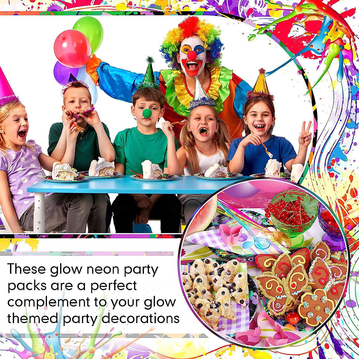 48 Pieces Neon Party Plates Glow Party Plates 9 Inch and 7 Inch Colorful Paper Plates Neon Party Supplies Glow in the Dark Disposable Paper Dessert Plates Tableware for Birthday Wedding Baby Shower