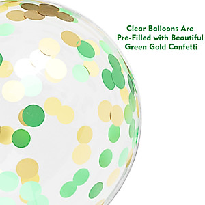 Renjiro Sage Green Gold Confetti Balloons 60pcs 12 Inch Olive Green Light Pastel Green Latex Balloons for Baby Shower Woodland Safari Jungle Bridal Shower Wedding Birthday Party Decorations