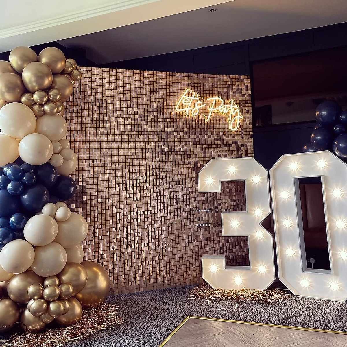 ZUOVAOV Shimmer Wall Backdrop Ppanels- 24 Pieces Square Panel DIY Party Backdrop for Birthday Party, Wedding, Bachelor Party, Halloween & Christmas Party and Other Party Events (Rose Gold)