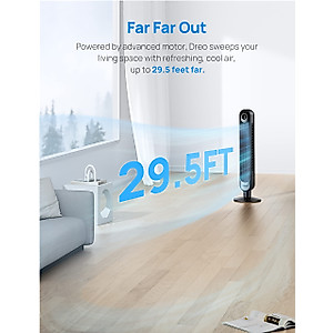Dreo Smart Tower Fan WiFi Voice Control, Works with Alexa/Google, Cruiser Pro T1S Floor Standing Bladeless Oscillating Fan with Remote, 6 Speeds, 4 Modes, 12H Timer, for Indoor Bedroom Home Office