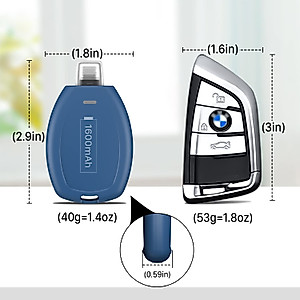 HUAENG Keychain Portable Charger for iPhone 14 12 X 6S Airpods, 1600mAh Mini iPhone Power Bank Power Emergency Pod Ultra-Compact External Fast Charging Battery Pack Key Ring Cell Phone Charger-Blue