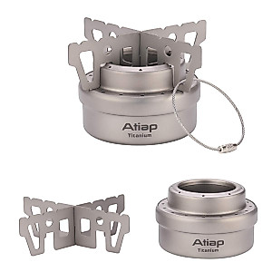 ATiAP Alcohol Stove Backpacking Stove Camping Stove Alcohol Burner with Cross Stand Titanium Ultralight Portable