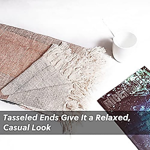 HOMEMONDE Boho Throw Blanket with Tassels 68x50 Inches Block Print Hand Woven Warm Blankets for Rustic Farmhouse